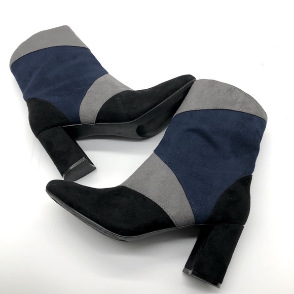 Bellini | Shoes | Bellini Tricolored Patchwork Suede Boots Sz 8 | Poshmark
